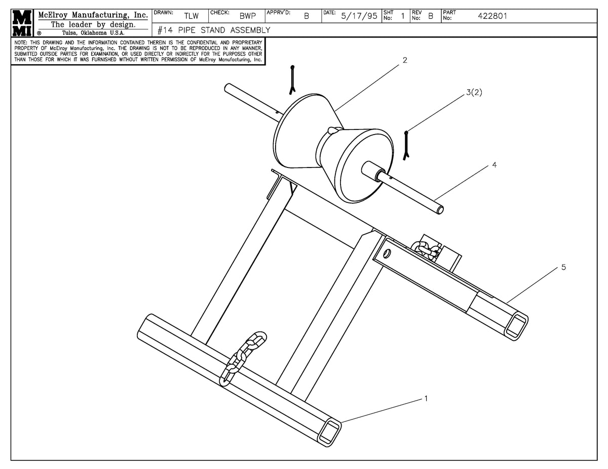 McElroy Part 422801 for sale - 14 PIPE STAND ASSY – Poly Pipe Solutions