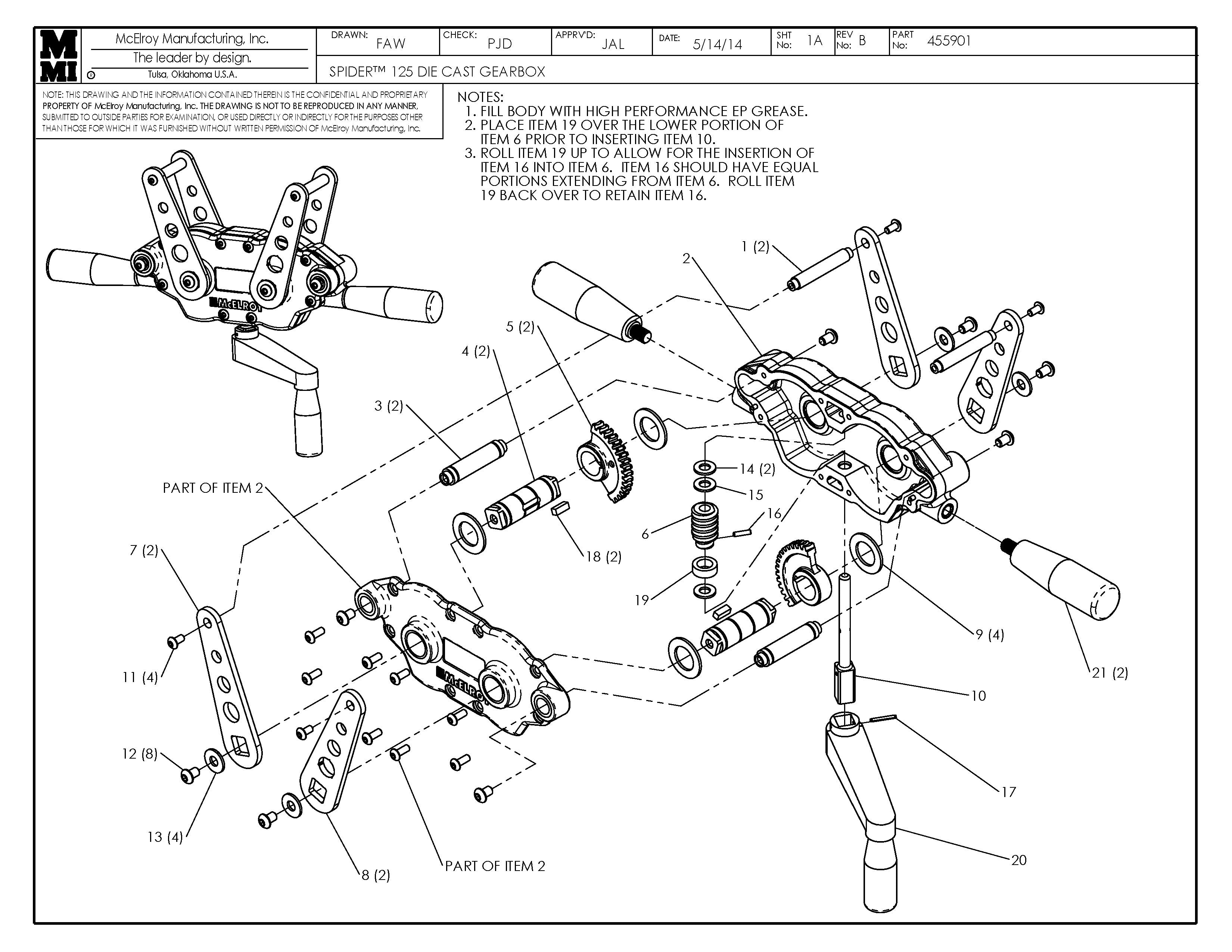 McElroy Part 455901 for sale - SPIDER 125 DIE CAST GEARBOX – Poly Pipe ...