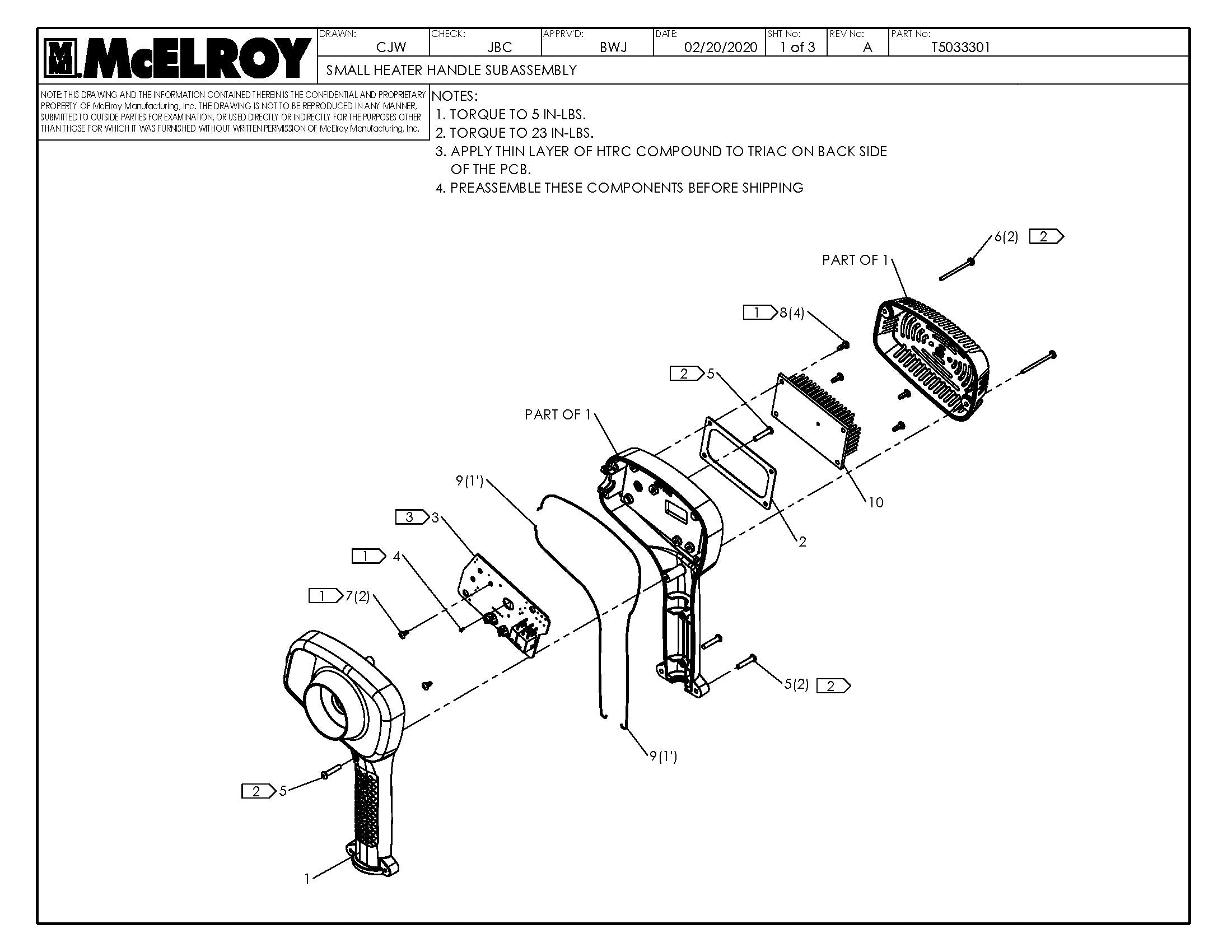 McElroy Part T5033301 - SMALL HEATER HANDLE SUBASSY – Poly Pipe Solutions