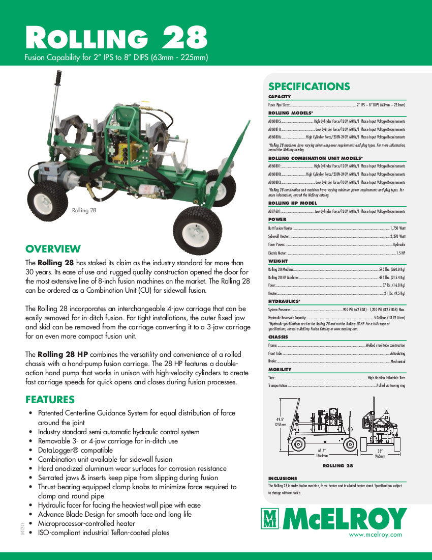 McElroy Rolling 28 Poly Pipe Fusion Machine – Poly Pipe Solutions